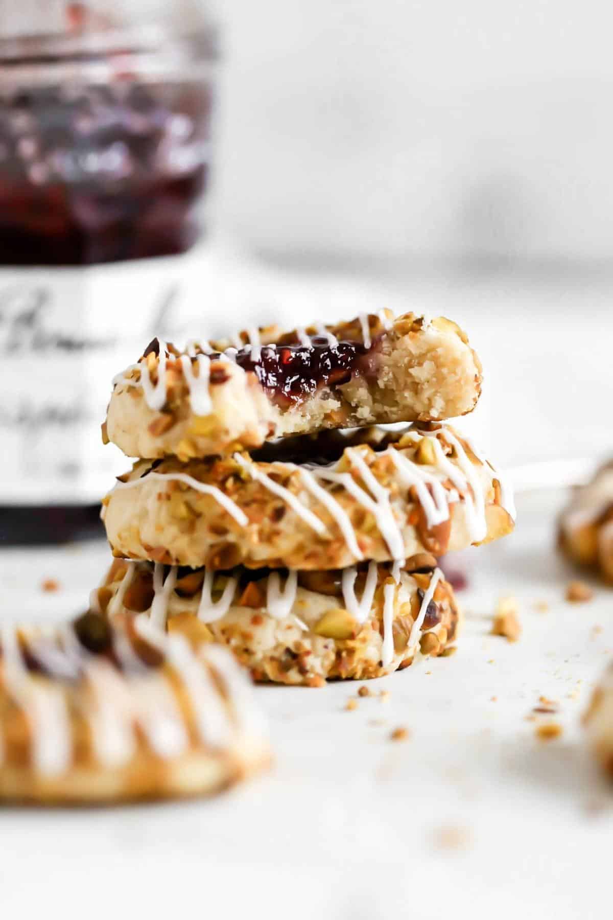 Pistachio and Raspberry Thumbprint Cookies - Butternut Bakery