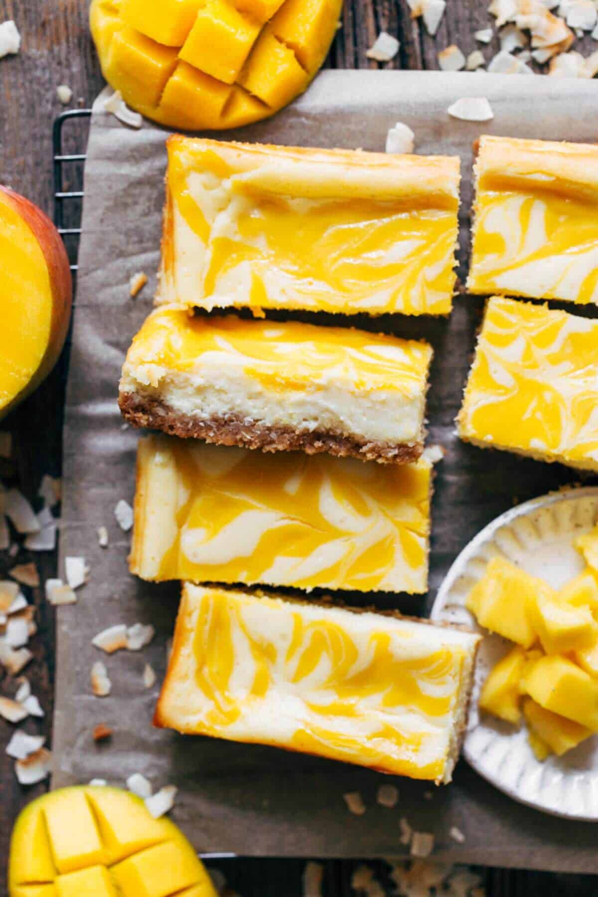 Creamy Coconut Mango Cheesecake Bars | Butternut Bakery