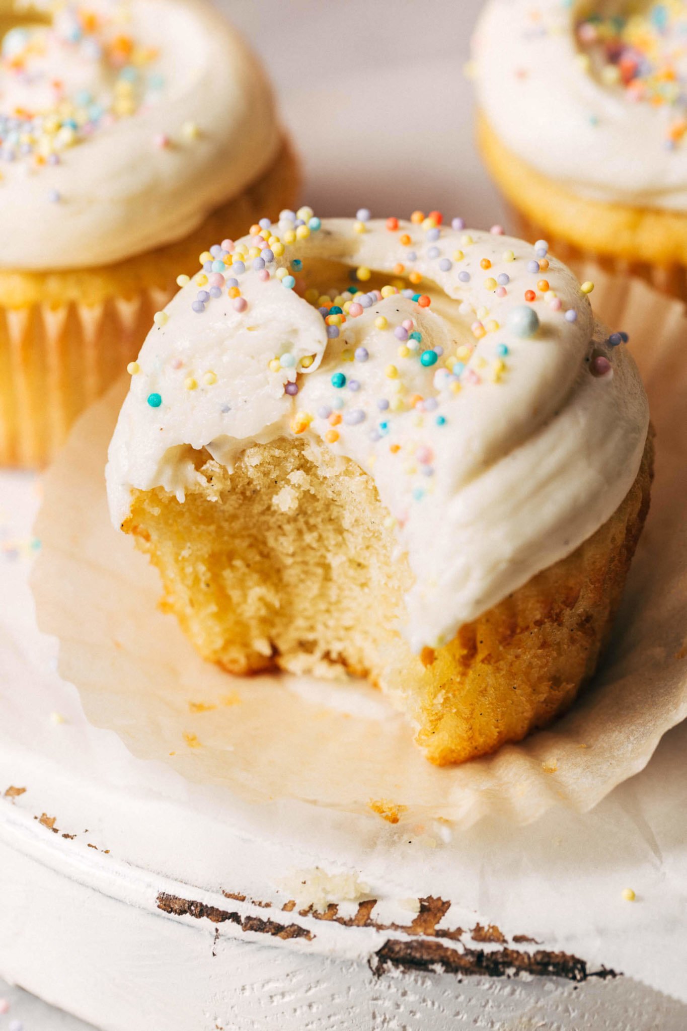 Moist Vanilla Cupcakes with Vanilla Bean Buttercream